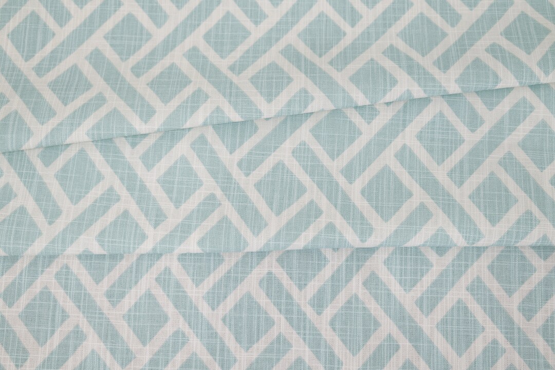 Lattice Print Fabric, Eastwood Blue Haze Slub Canvas by Premier Prints ...