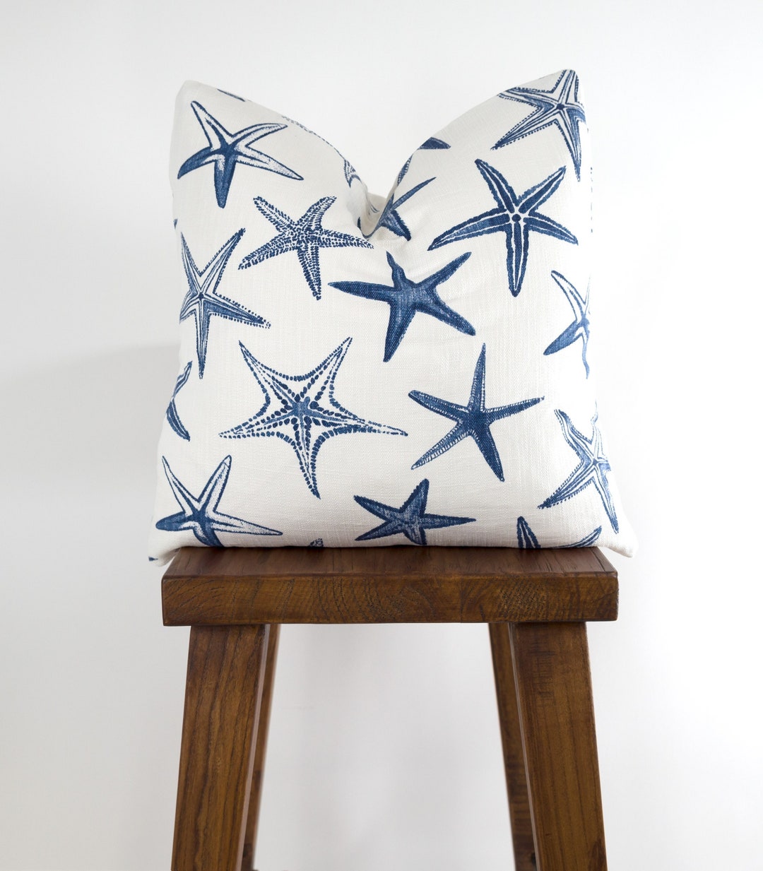 Starfish Pillow Cover in Vista Luxe Linen, Nautical Sea Coastal Navy ...