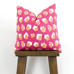 Pink & Orange Pillow Cover With Zipper, Vibrant Colorful Throw Covers ...