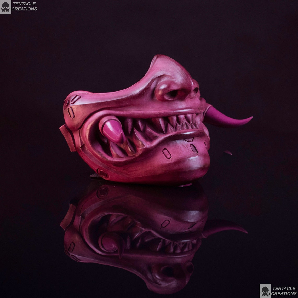 Samurai Mask Red Oni demon Limited Edition | Etsy