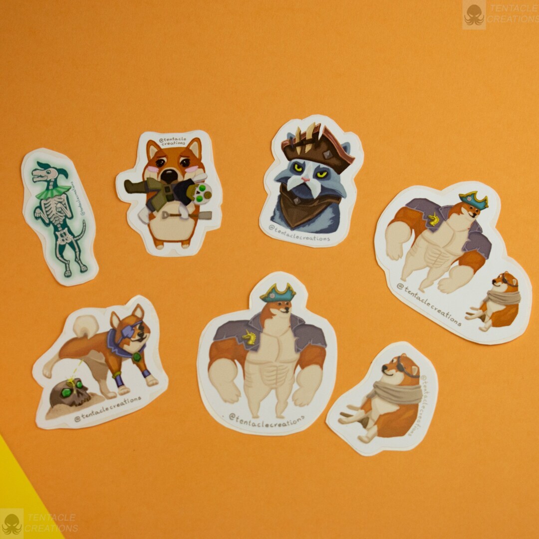 Pirate Dogs and Cats Stickers! Inspired by Sea of Thieves - Etsy