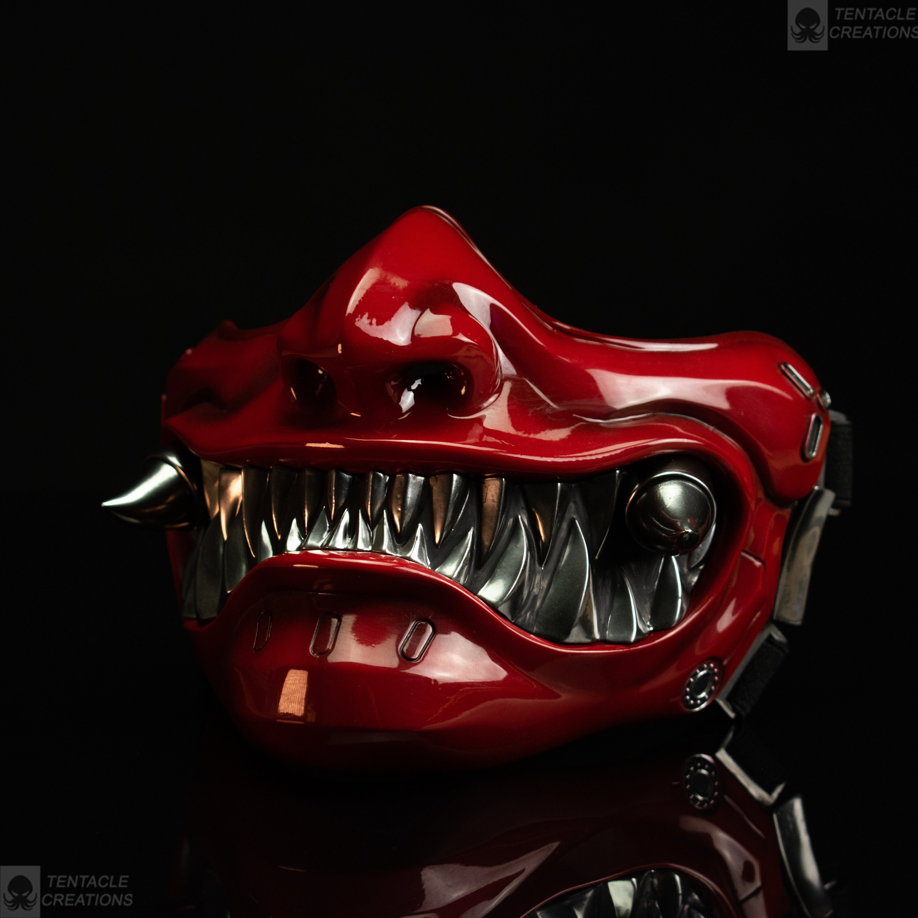 Samurai Mask 2.0v - Red and Chrome - Cyberpunk Inspired - Etsy