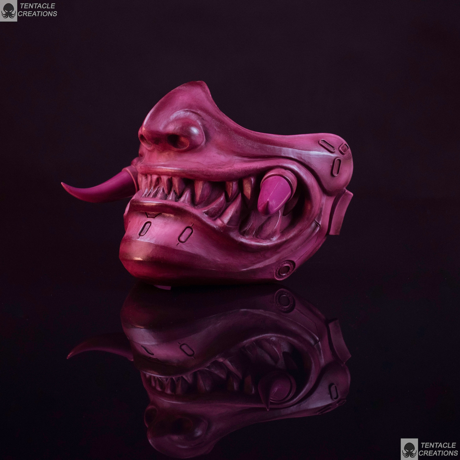 Samurai Mask Red Oni demon Limited Edition | Etsy