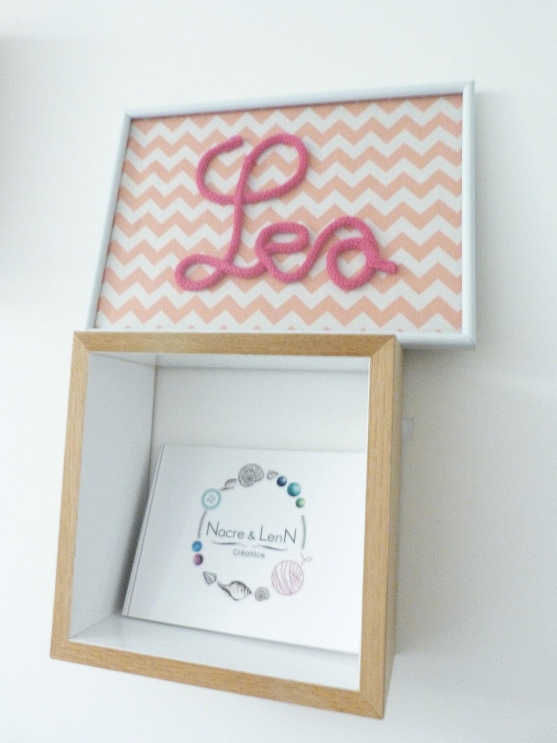 Pink Lea Frame and White Zigzag Fabric and Coral | Etsy