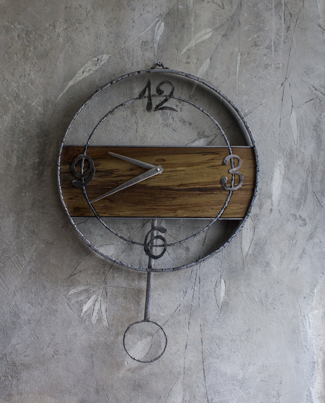 Round Pendulum Wall Clock, Metal & Wood, 5th or 6th Anniversary Gift by ...