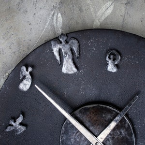 Large Round Metal Industrial Wall Clock With Angels Made by | Etsy