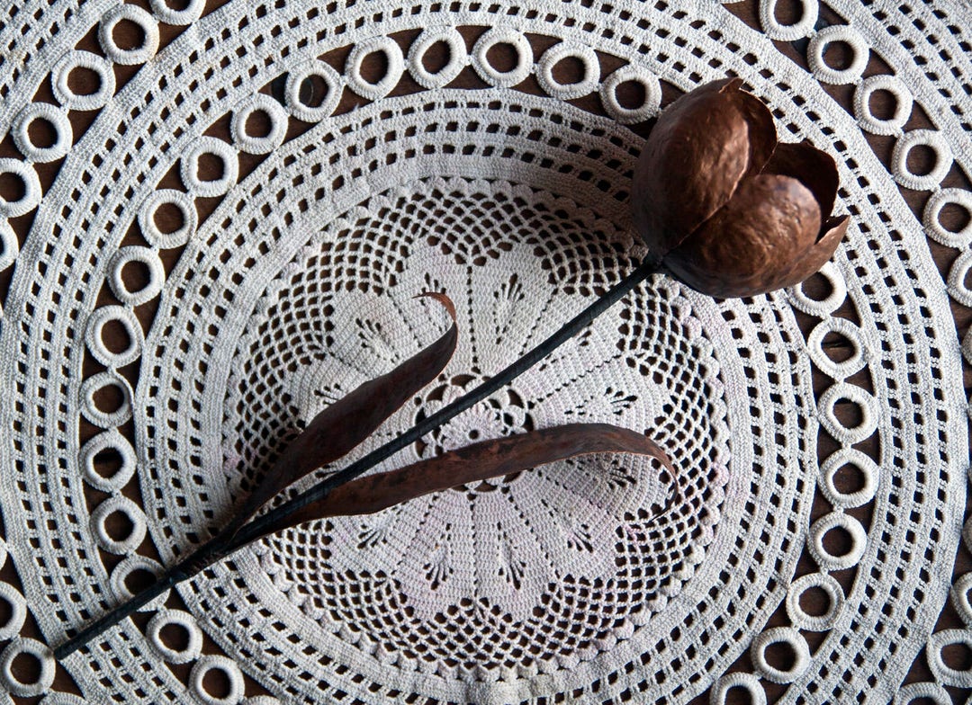 Copper Tulip, Metal Flower, Garden Sculpture Unusual Flower 7 ...