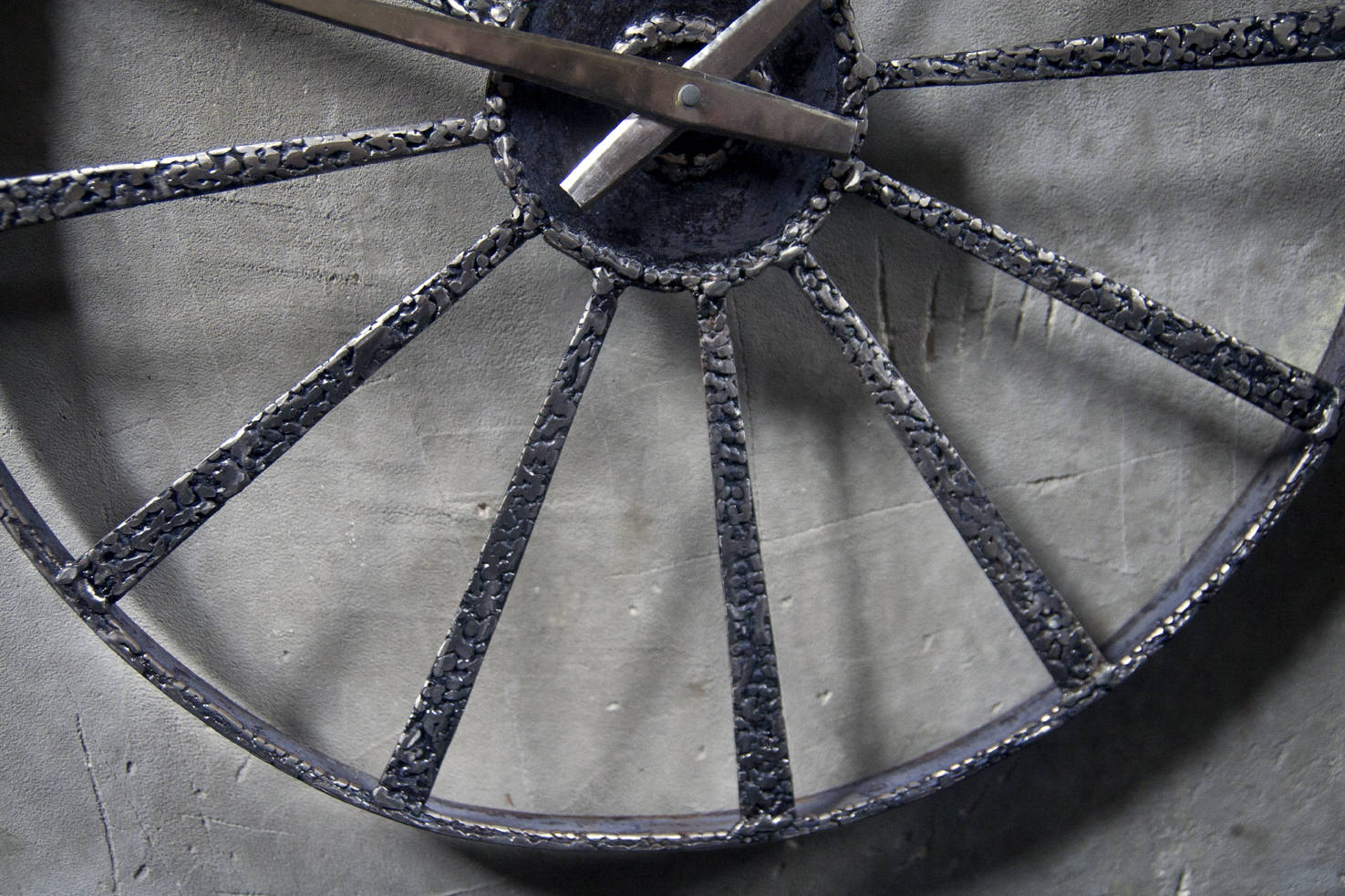 Round Wall Industrial Metal Clock, Inox on Wrought Black Iron, by the ...