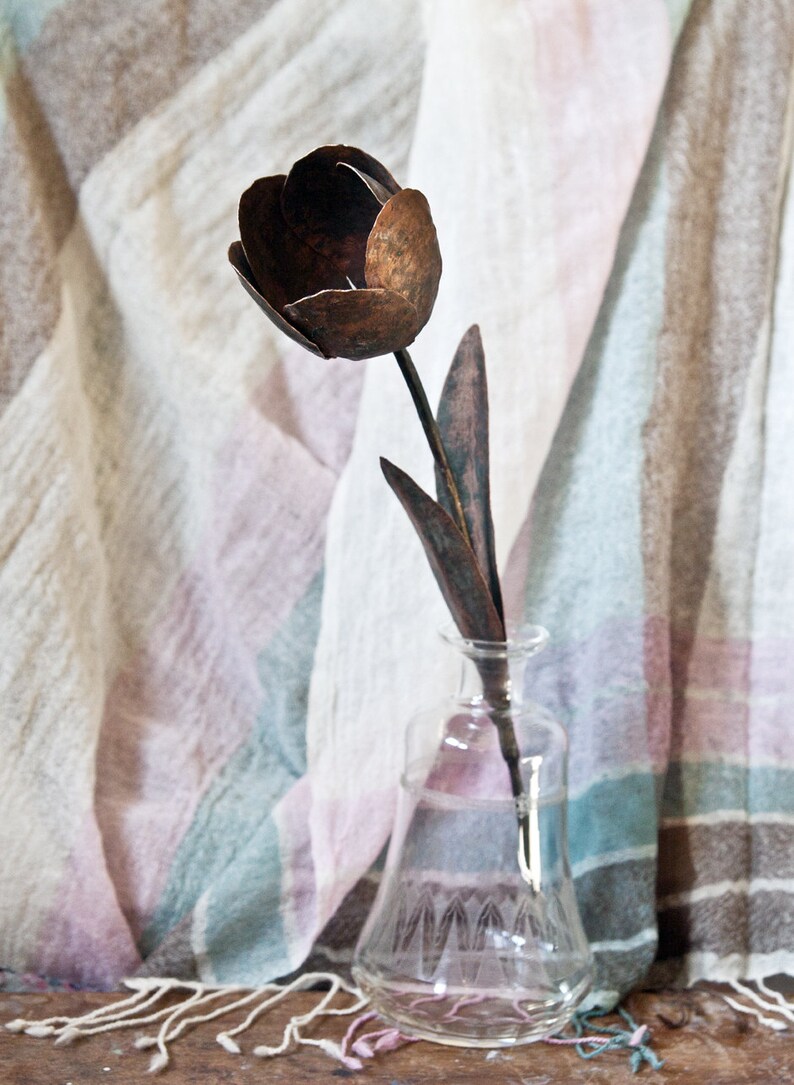 Copper Tulip Yard Art Metal Flower Whismical Gift for - Etsy