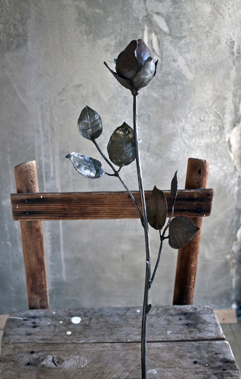 Amazing Metal Rose Unusual Sculpture Metal Flower Wrought - Etsy