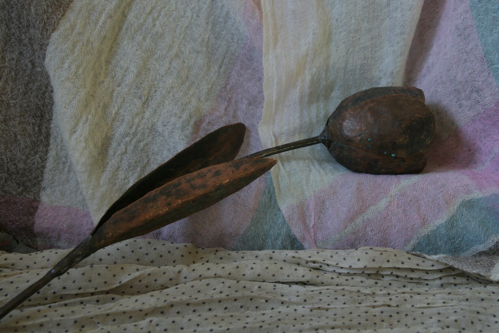 Metal Sculpture Copper Tulip on Stone Base Forged Welded Metal - Etsy