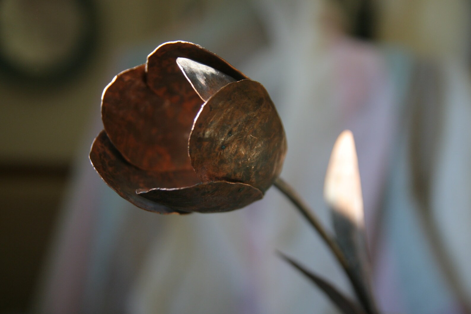 Metal Sculpture Copper Tulip on Stone Base Forged Welded Metal - Etsy