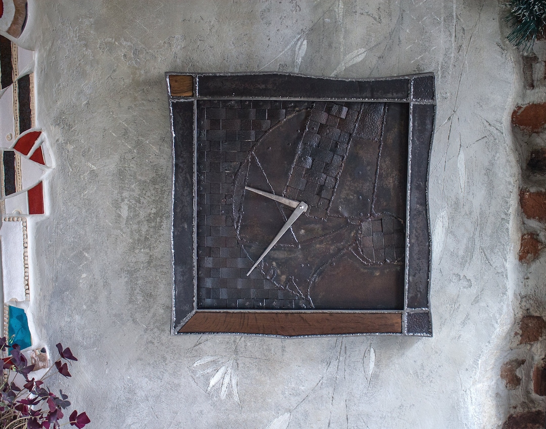 Stunning Square Metal Wall Clock, Geometric Design Industrial Clock ...