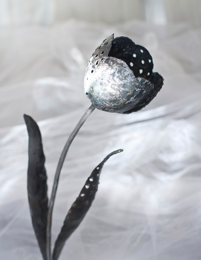 Tulip Metal Flower Sculpture Wrought Iron Welding Unusual - Etsy