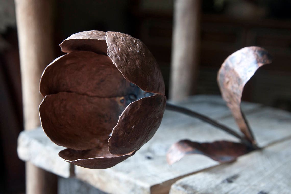 Copper Tulip, Metal Flower, Garden Sculpture Unusual Flower 7 ...