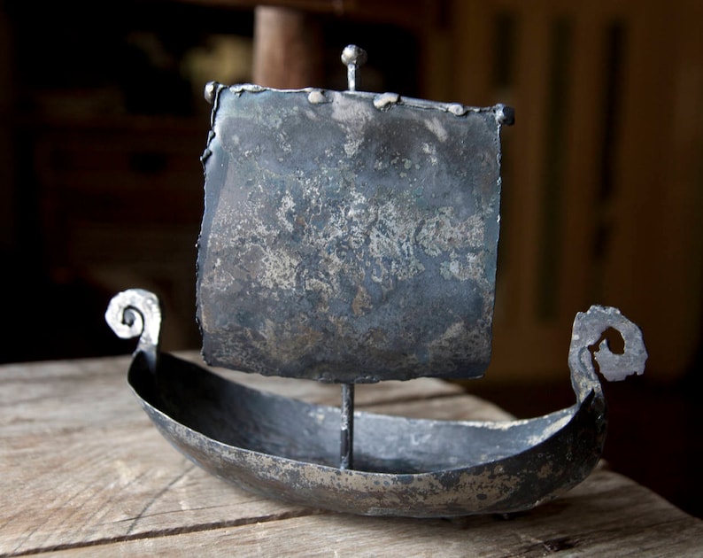 Viking Ship Patinated Metal Artwork Welded Forged Iron - Etsy