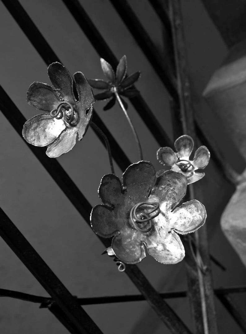 Metal flowers rustic bouquet wrought iron art | Etsy