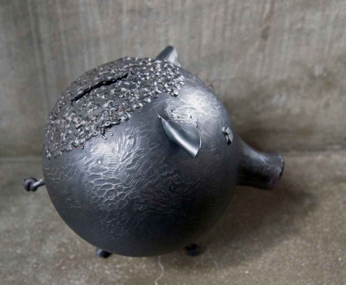 Piggy Bank Metal Sculpture Funny Pig Forged Iron Welded 3D | Etsy