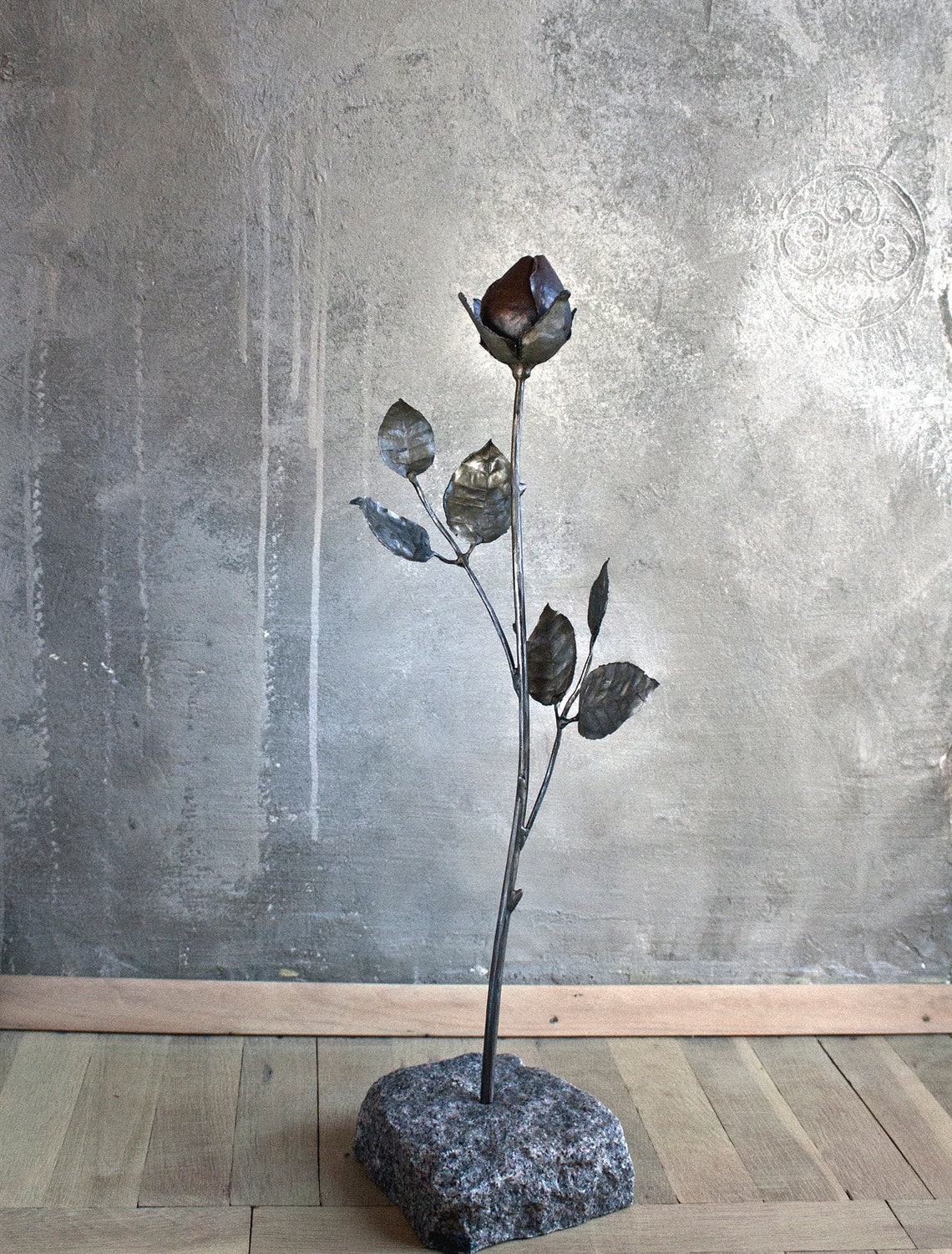 Amazing Metal Rose Unusual Sculpture Metal Flower Wrought - Etsy