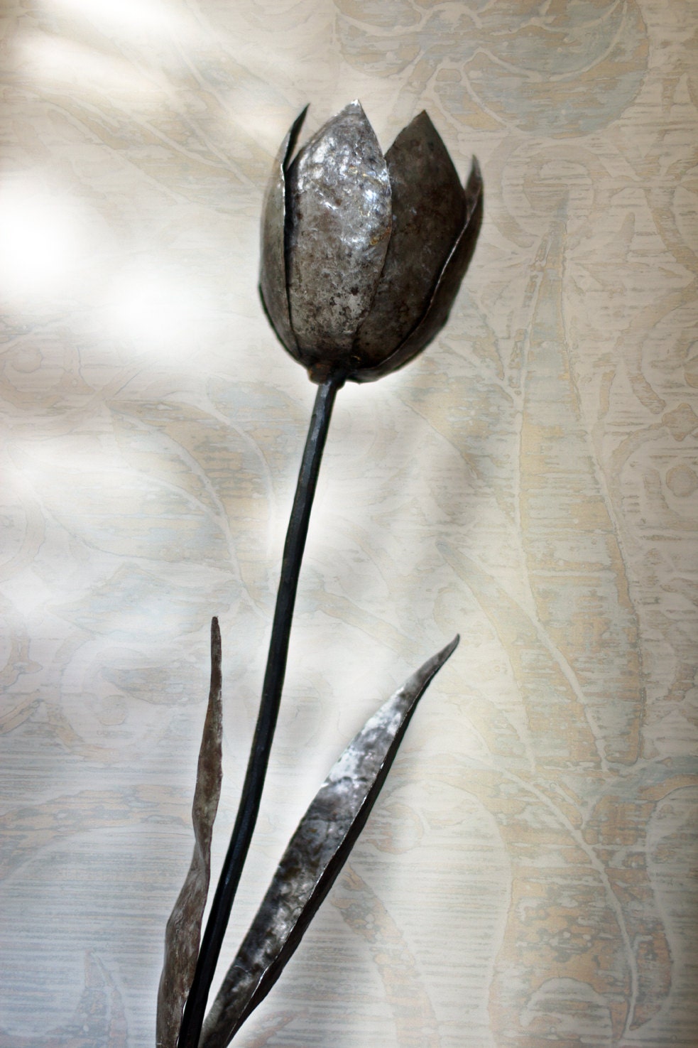 Wrought Iron Sculpture Tulip Metal Flower Welded Art Steel - Etsy