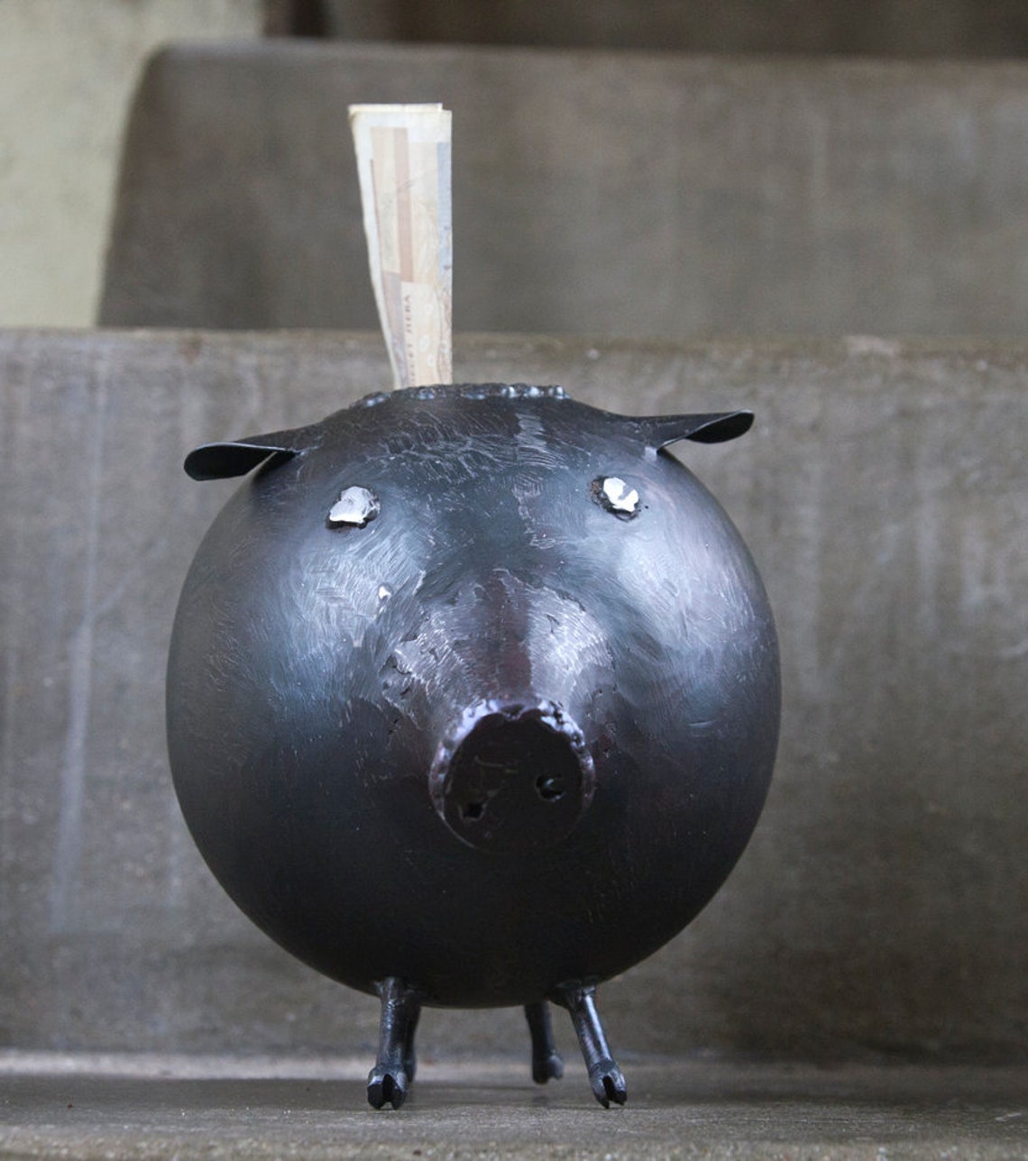Piggy Bank Metal Sculpture Funny Pig Forged Iron Welded 3D | Etsy