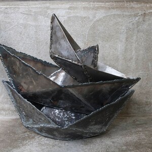 Small Metal Paper Boat Origami Iron Art Welded Sculpture Pendant Metal ...