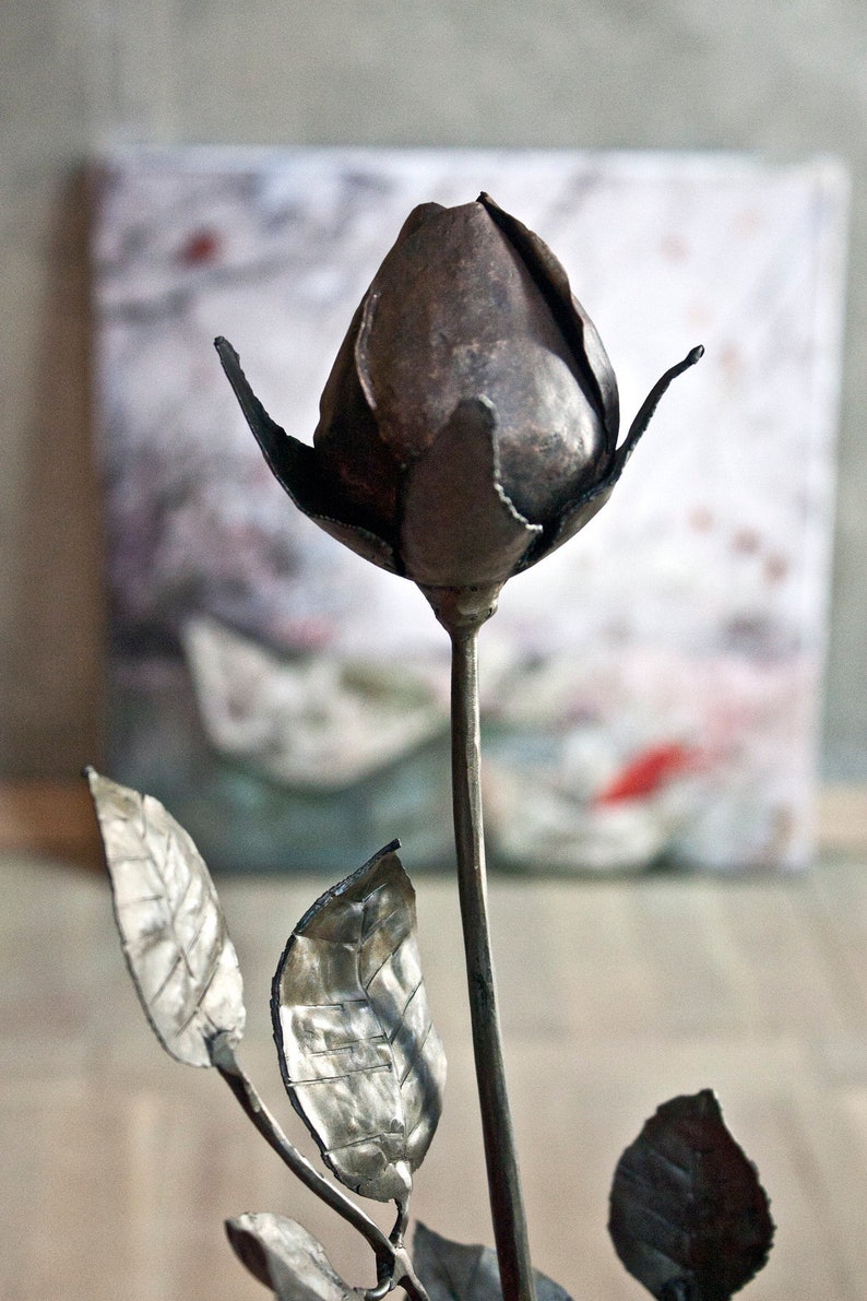 Amazing Metal Rose Unusual Sculpture Metal Flower Wrought - Etsy