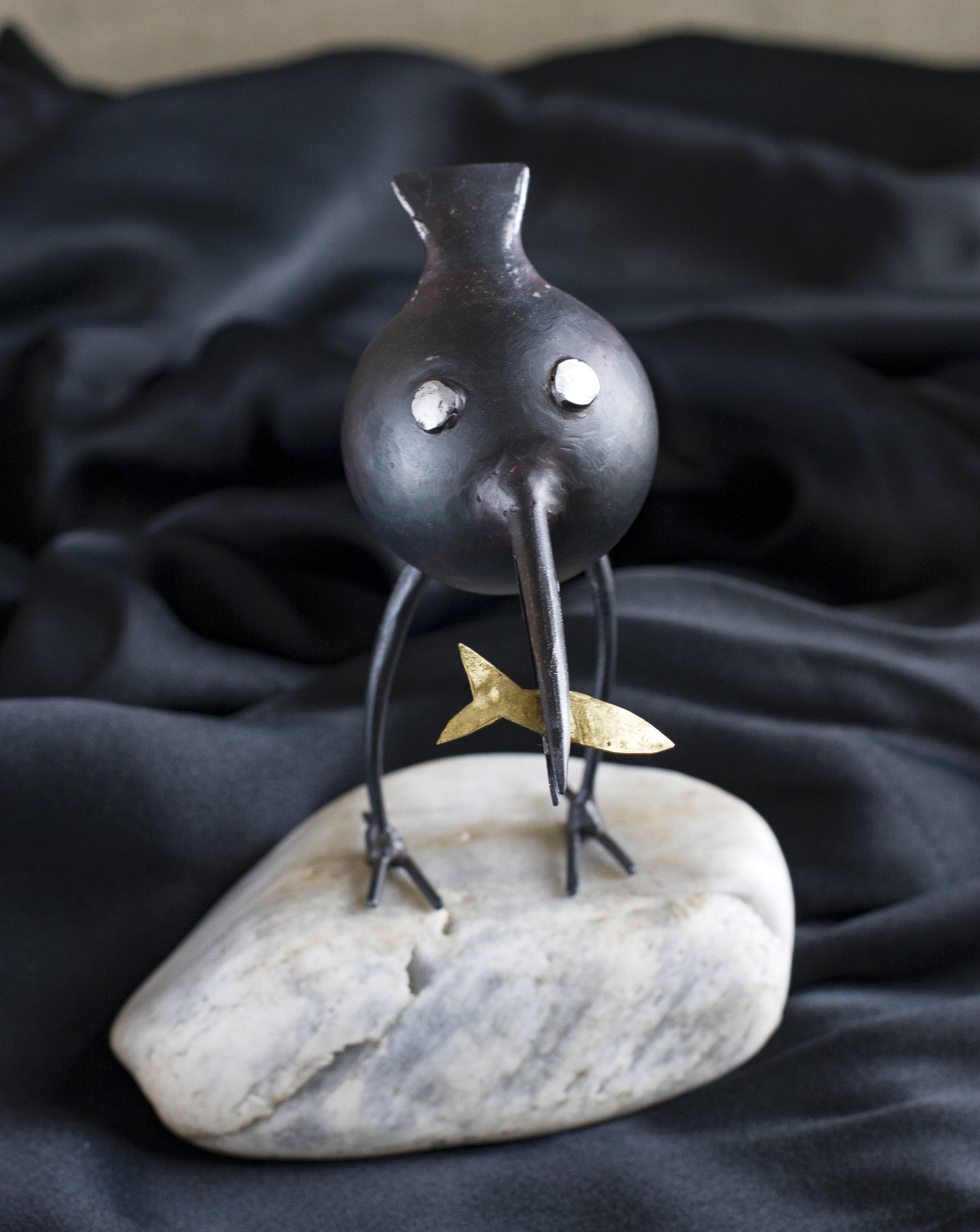 The Bird That Ate the Goldfish Paperweight Sculpture on | Etsy