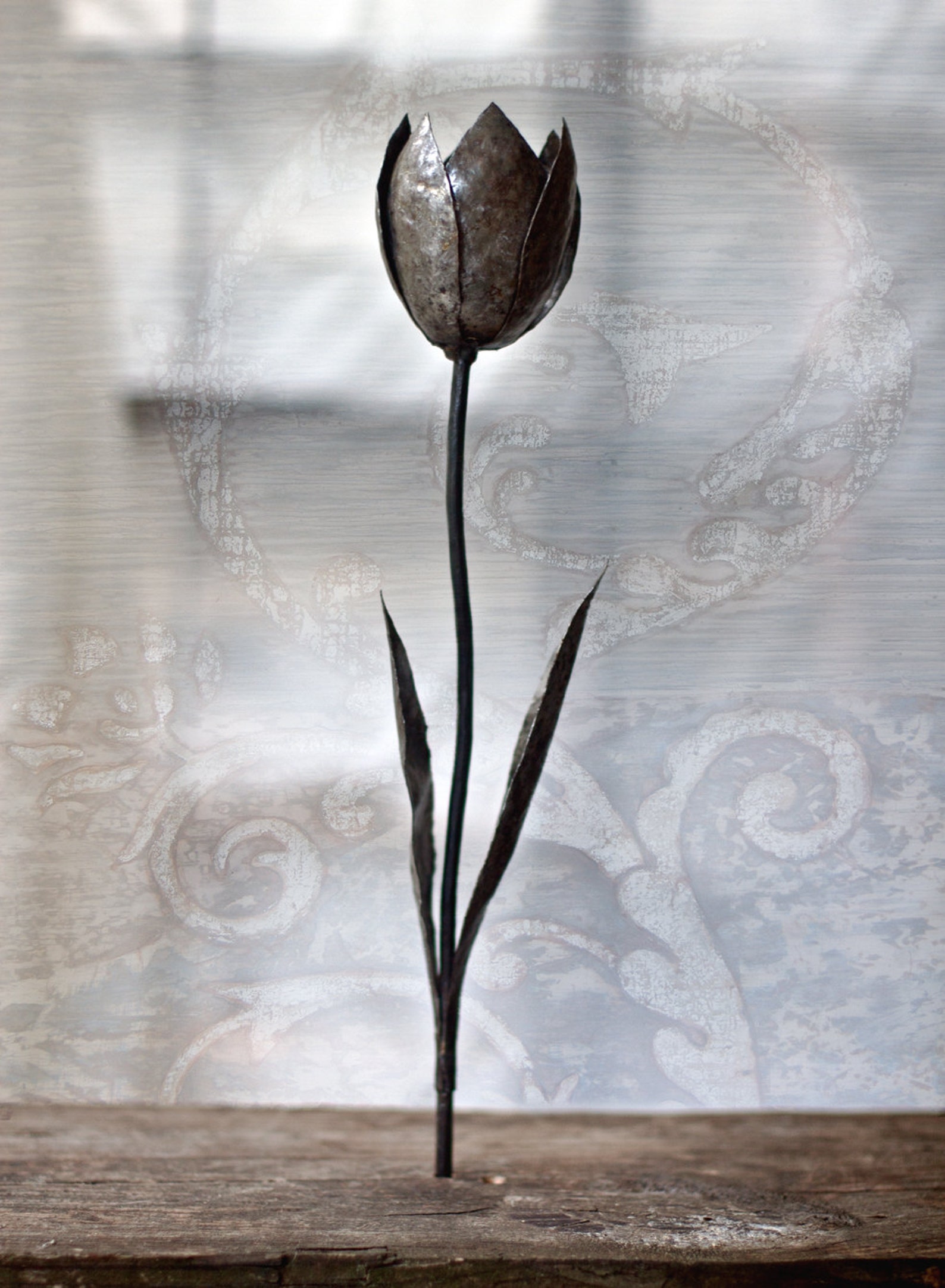 Wrought Iron Sculpture Tulip Metal Flower Welded Art Steel - Etsy