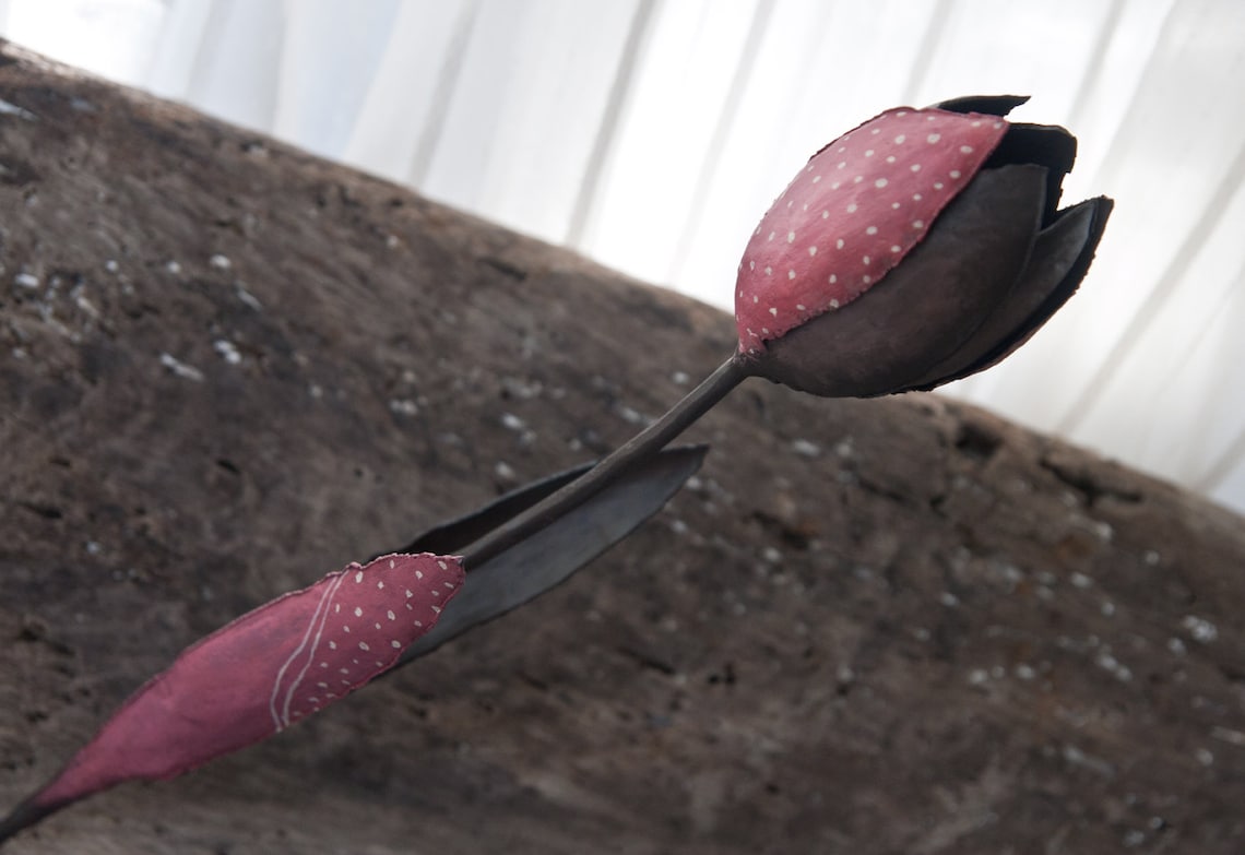 Pink Metal Tulip Iron Flower Handmade and Decorated Metal - Etsy