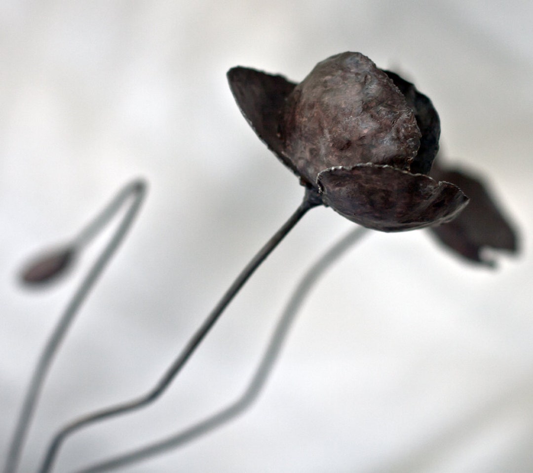 Metal Poppy, Wrought Iron Flower, Steel Branch Flower, Welded Wrought ...