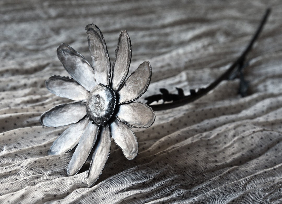 Daisy Metal Flower, Delicate Iron Sculpture, Art Made by the Steel ...