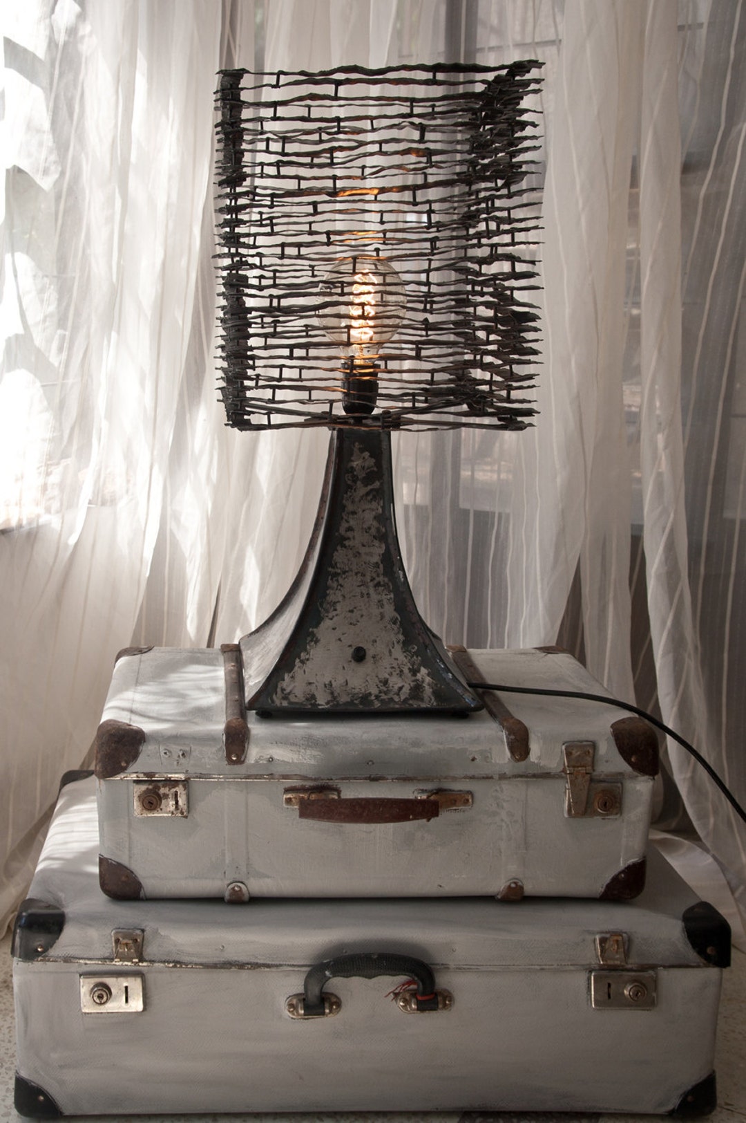 Stunning Industrial Design Metal Lamp, Wrought Iron Art Lamp Design by ...