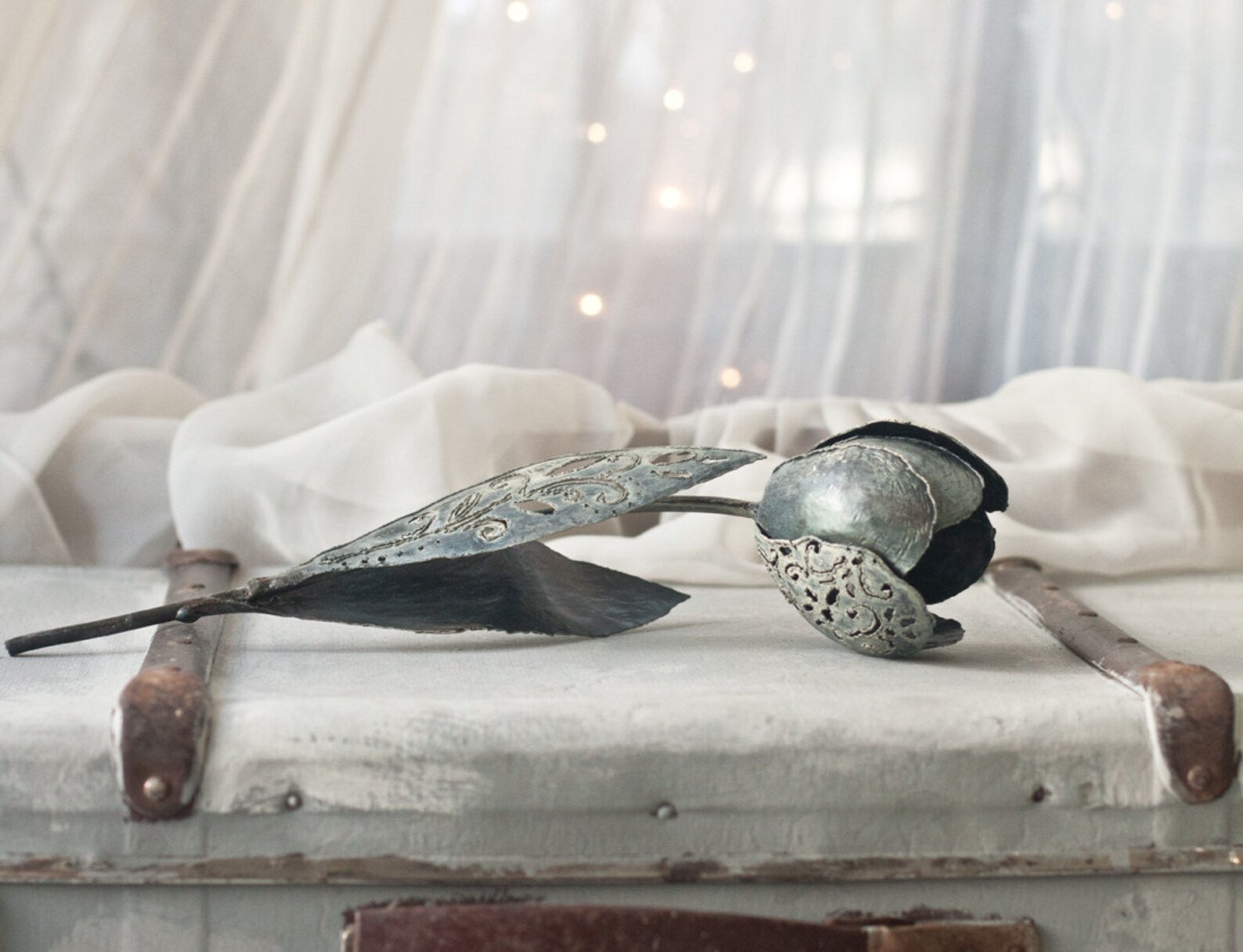 Tulipan Blanco Flor de metal Hierro forjado soldado | Etsy