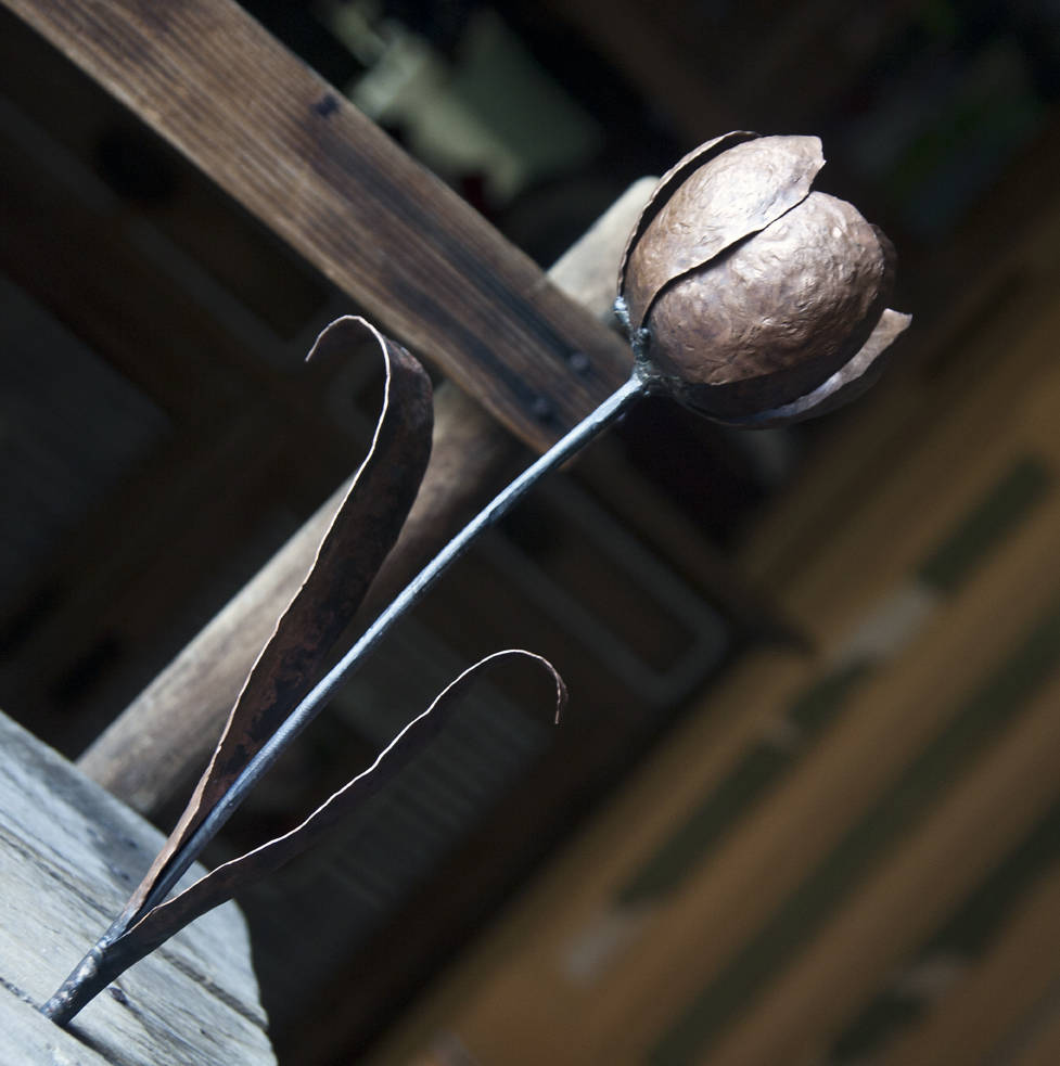 Copper Tulip metal flower garden sculpture unusual flower | Etsy