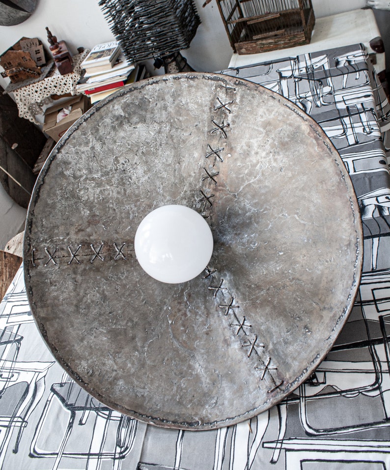 Unusual Metal Hanging Lamp simple design whimsical metal | Etsy