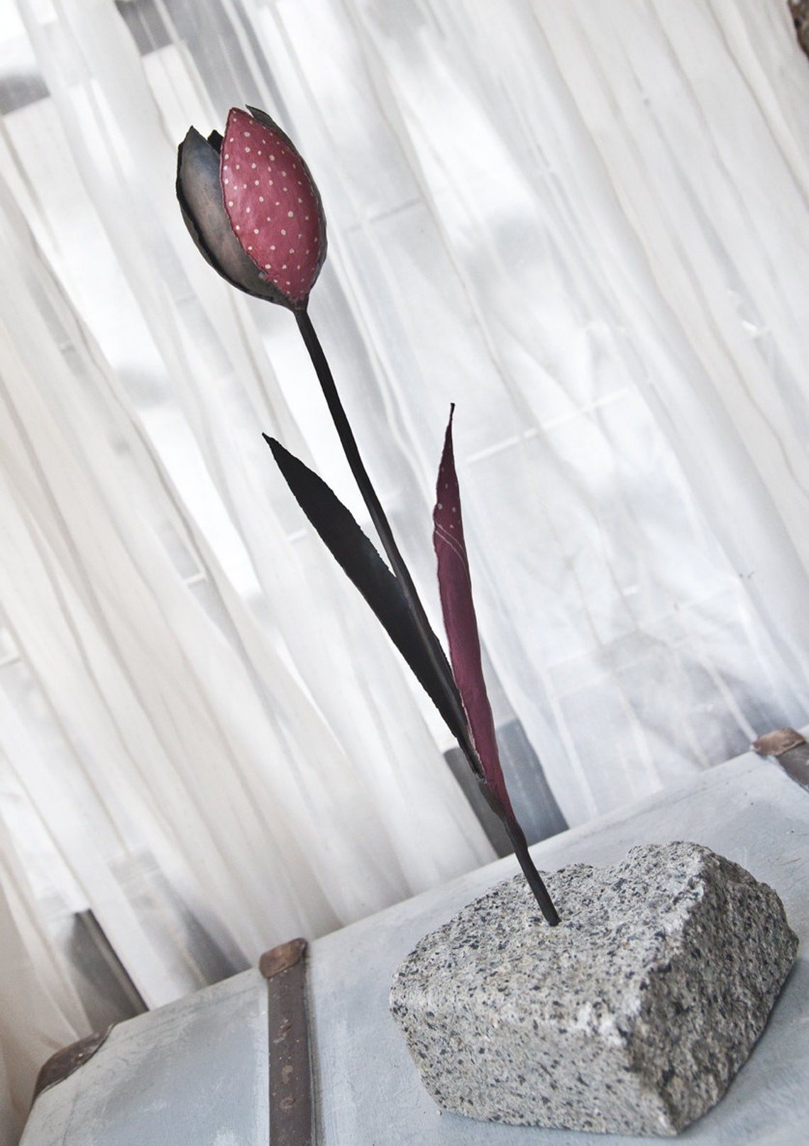 Pink Metal Tulip Iron Flower Handmade and Decorated Metal - Etsy