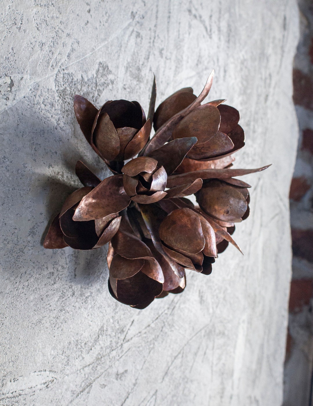 Metal Tulips Bouquet Unusual Metal Sculpture, 11 Copper Metal Flowers ...