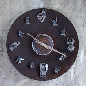 Large Round Metal Industrial Wall Clock With Angels, Made by ...
