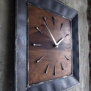 Stunning Wall Clock, Metal and Wood Clock, Square Geometric Industrial ...