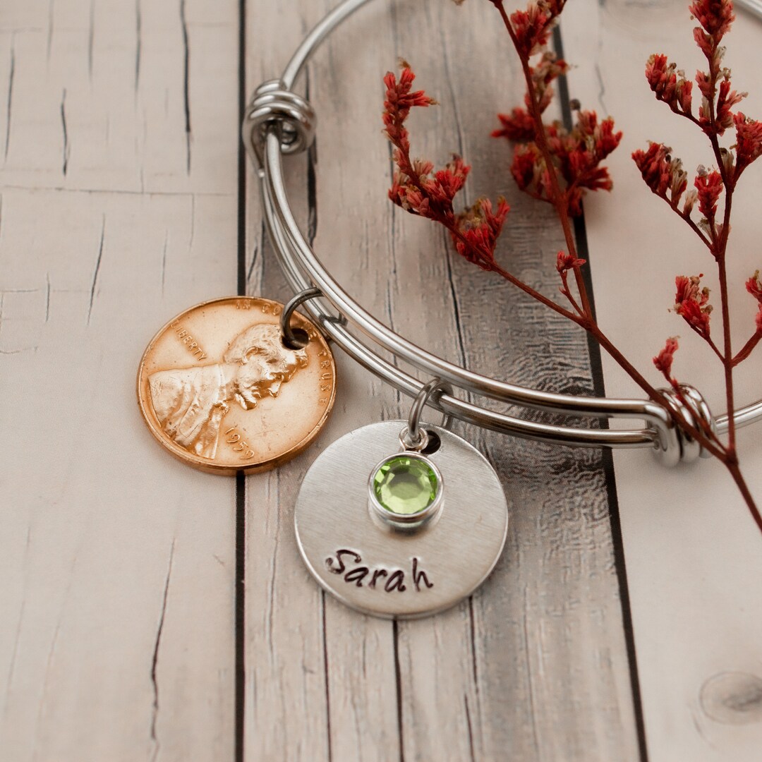 1959 Penny Name Bracelet, Simple Milestone 65th Birthday Gift for ...