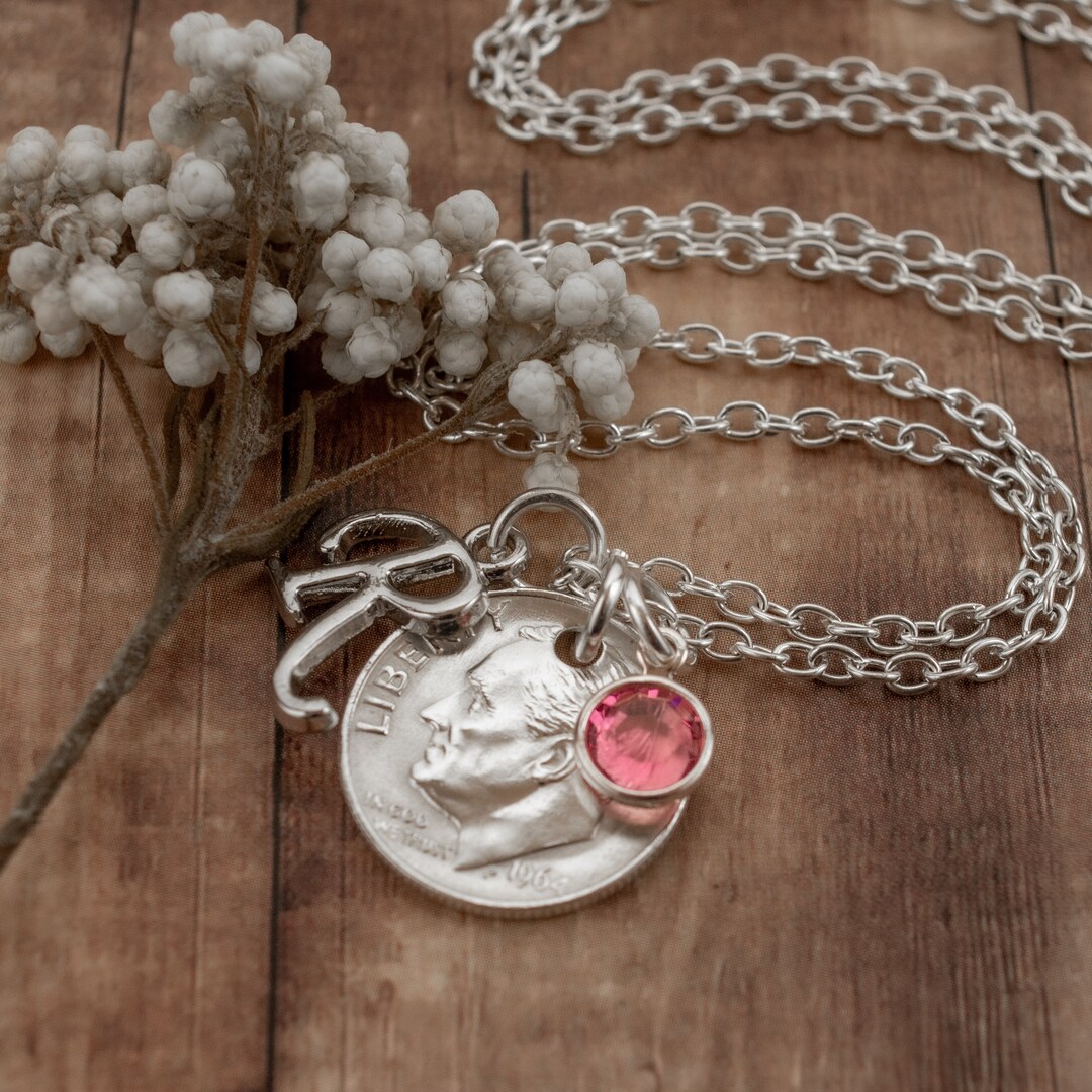 1965 Dime Necklace - 60th Birthday Gift for Her - Custom Thoughtful ...