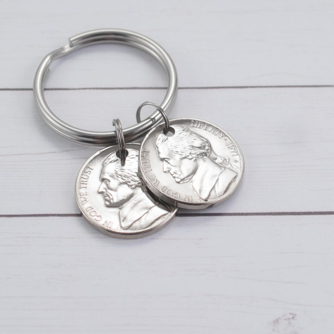 1971 Double Nickel Coin Keychain, Free Shipping, Milestone 55th ...