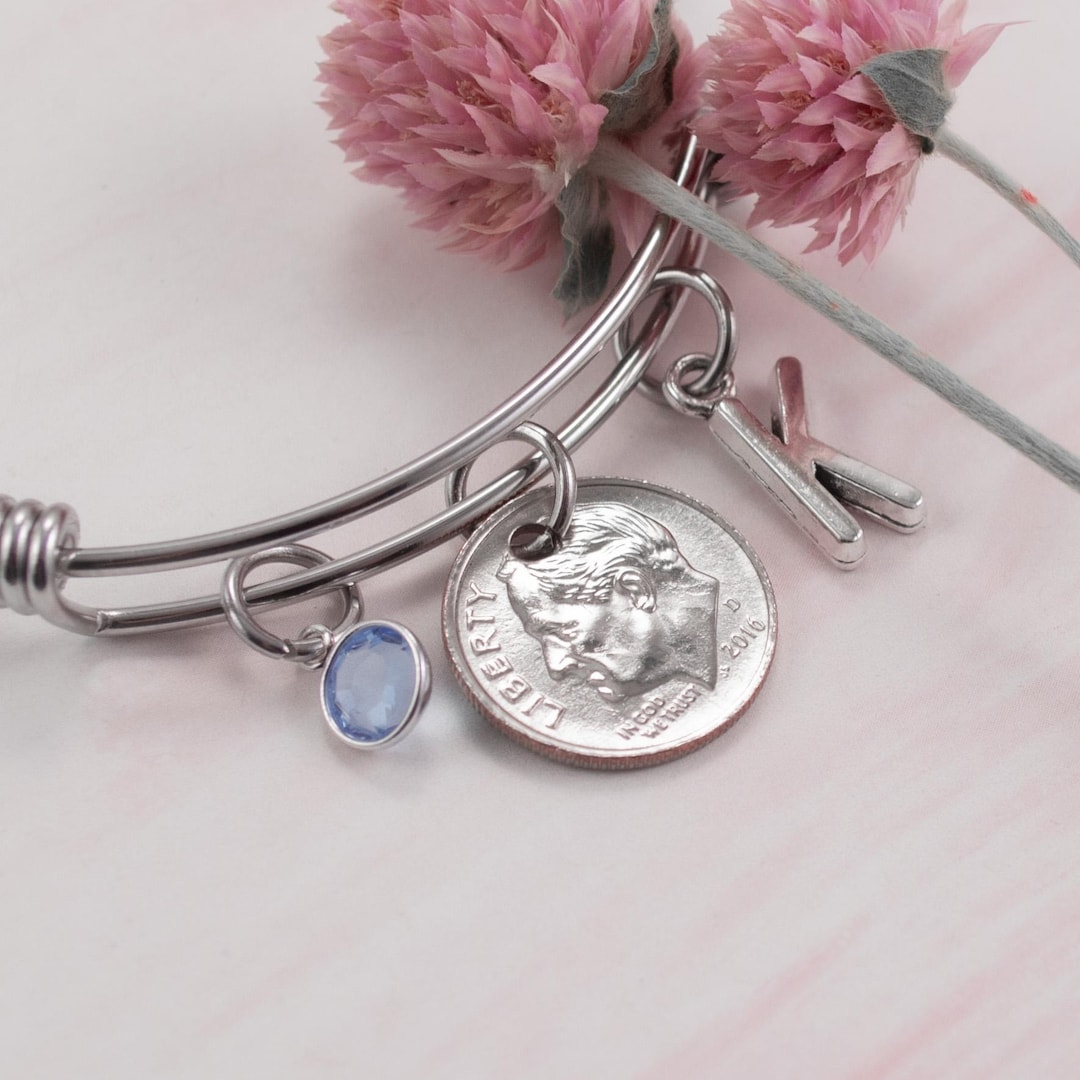 2016 Dime Bracelet, 10th Anniversary Gift for Her, Thoughtful ...