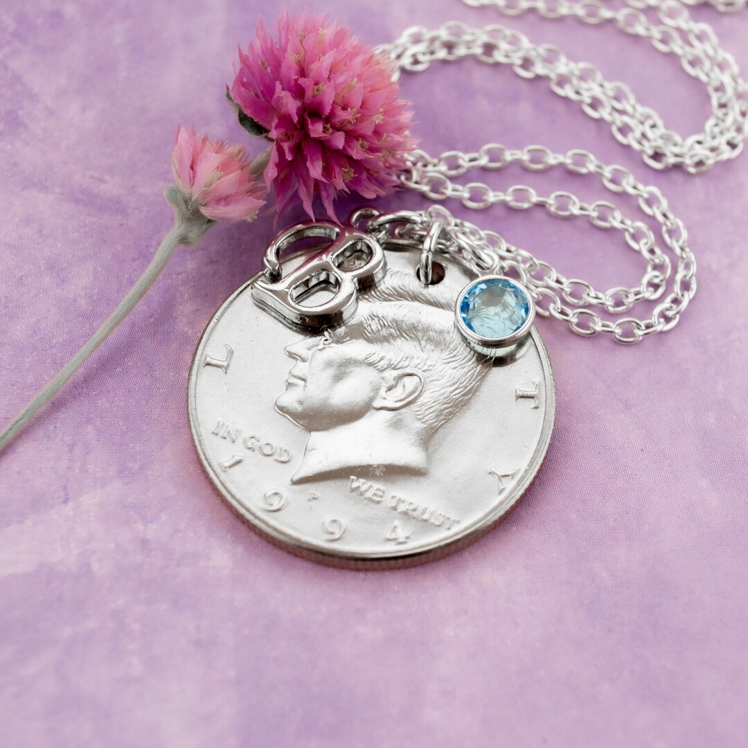 1995 Half Dollar Coin Necklace, 30th Birthday Gift for Her, Meaningful ...