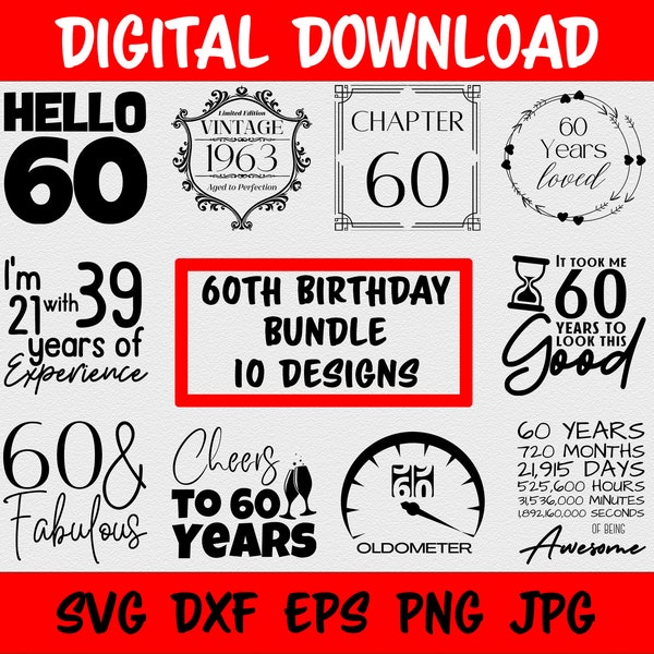 60th Birthday Printable - Etsy