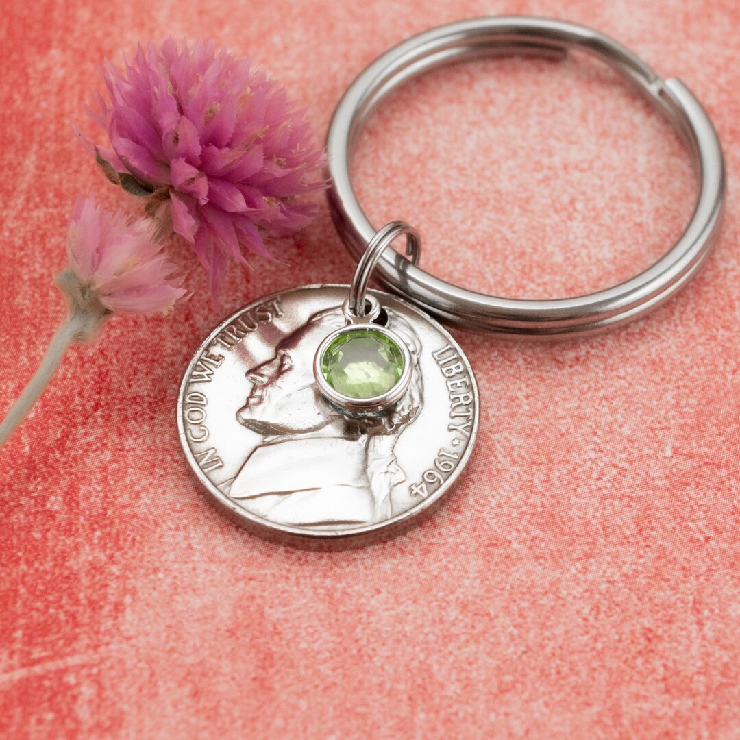 1965 Nickel Coin Keychain, Unique 60th Birthday Gift for Mother ...