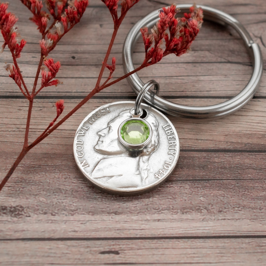 1944 Nickel Coin Keychain, Unique 80th Birthday Gift for Mom, Grandma ...