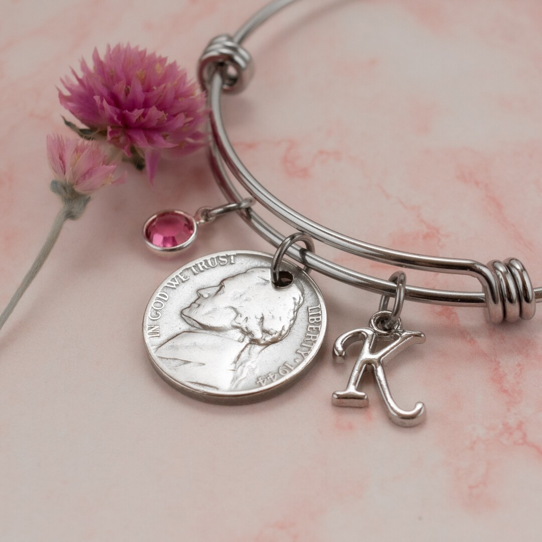 1945 Nickel Bracelet, Milestone 80th Birthday Gift for Her, Meaningful ...