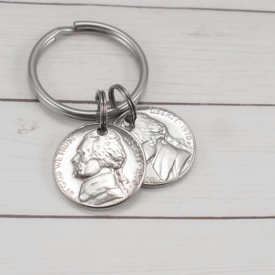1970 Double Nickel Coin Keychain, Free Shipping, Milestone 55th ...